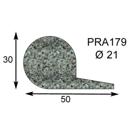 Mousse agglomérée profilée PRA179 - Barre de 2m